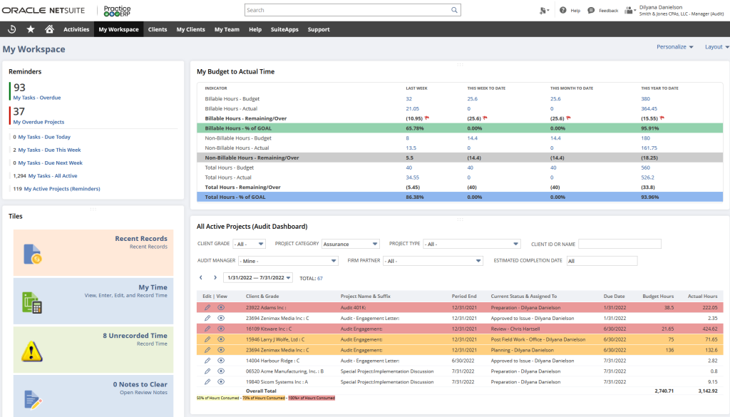 Dashboards by Role for Accounting Firms | PracticeERP