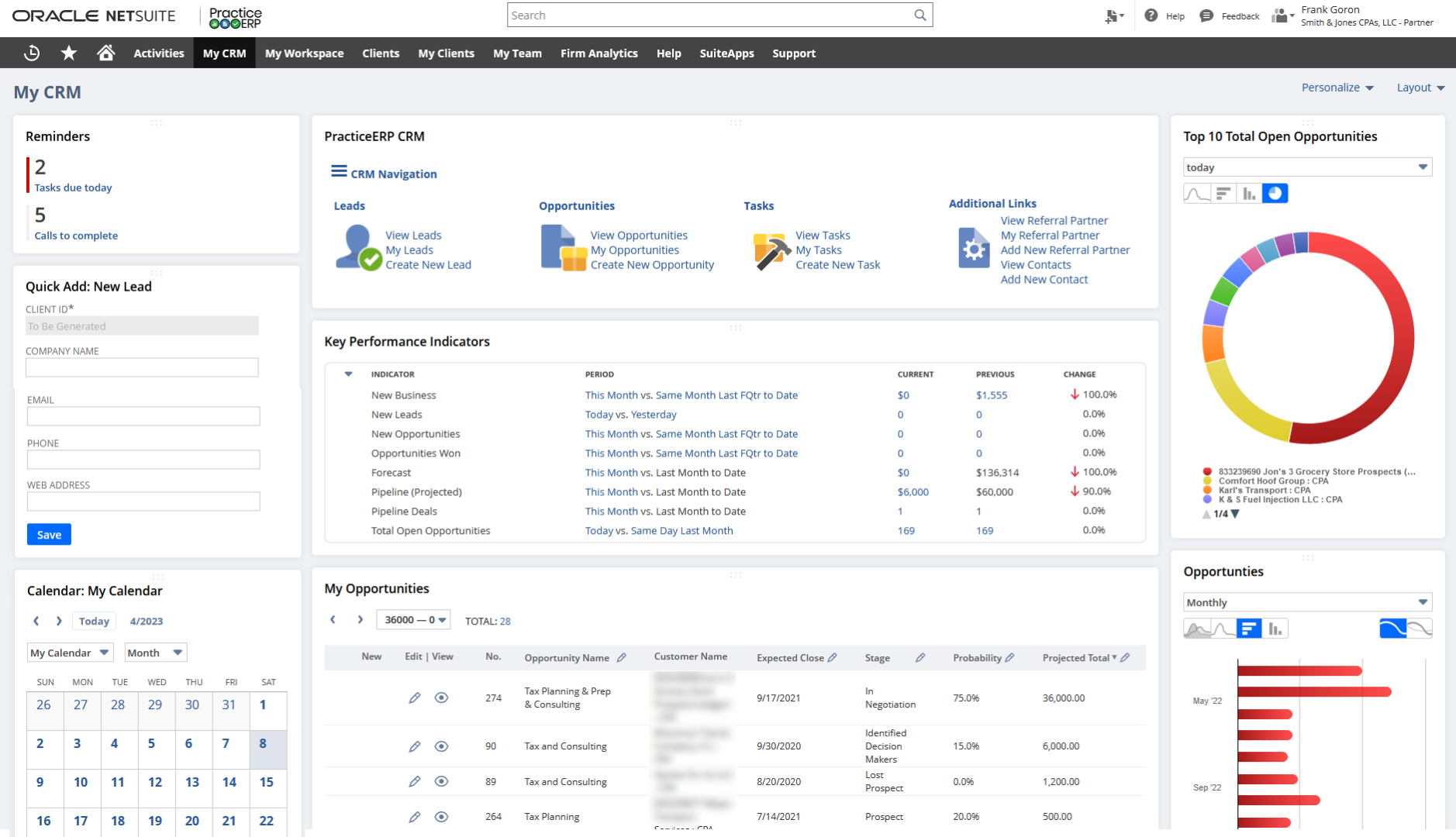 Dashboards by Role for Accounting Firms | PracticeERP